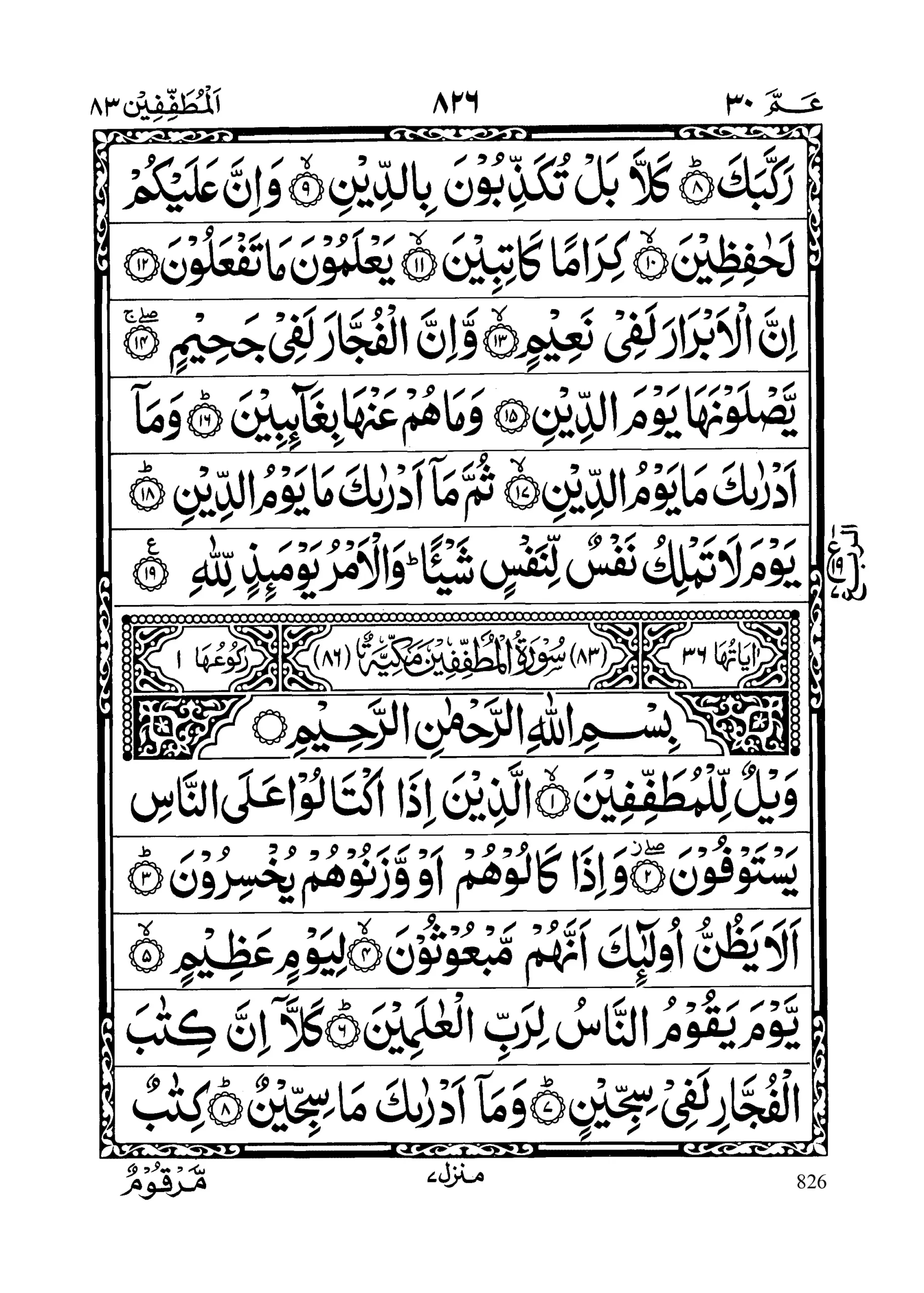 Surah Mutaffifin in Roman English | Quran in Roman English