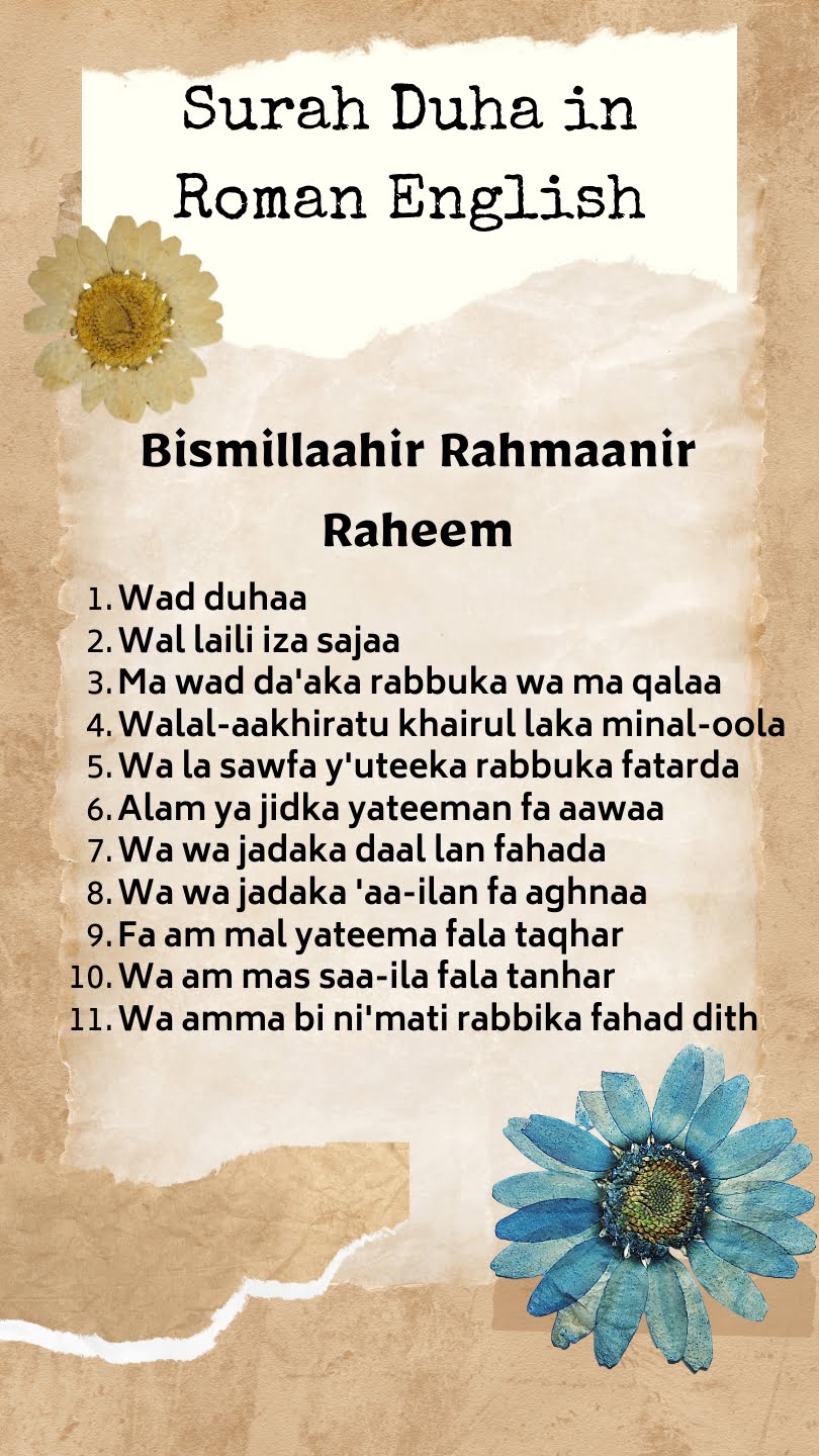 Surah Duha in Roman English | Quran in Roman English