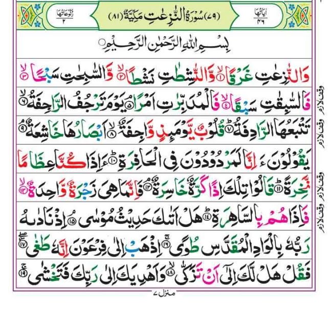 Surah Naziat in Roman English | Quran in Roman English